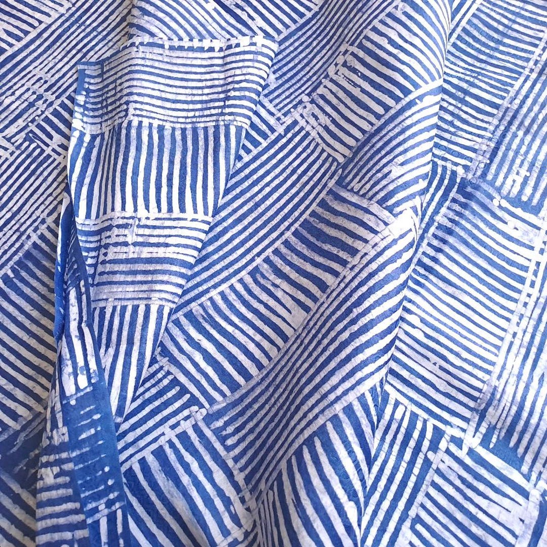 Light Blue Adire Fabric, Blue and White Fabric, Blue and White Batik ...