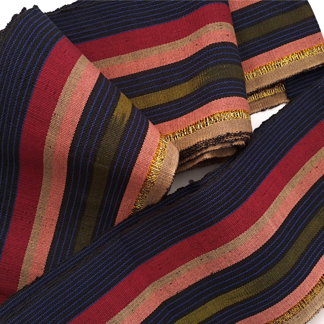 Dark Blue and Peach Aso Oke by the Metre, Multicoloured Aso Oke, Woven ...