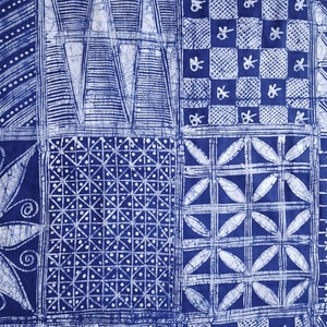 Blue African Fabric, African Fabric, Blue and White Batik, Hand-dyed ...