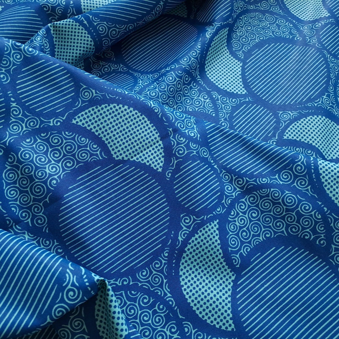 Blue African Fabric, Blue Wax Print Fabric, 6 Yards, 100% Cotton, Blue ...