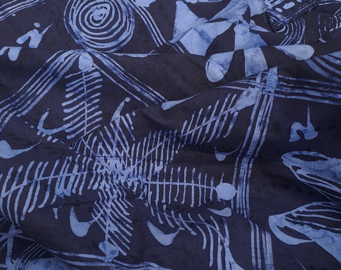 Blue African Fabric, African Fabric, Blue and White Batik, Hand-dyed ...