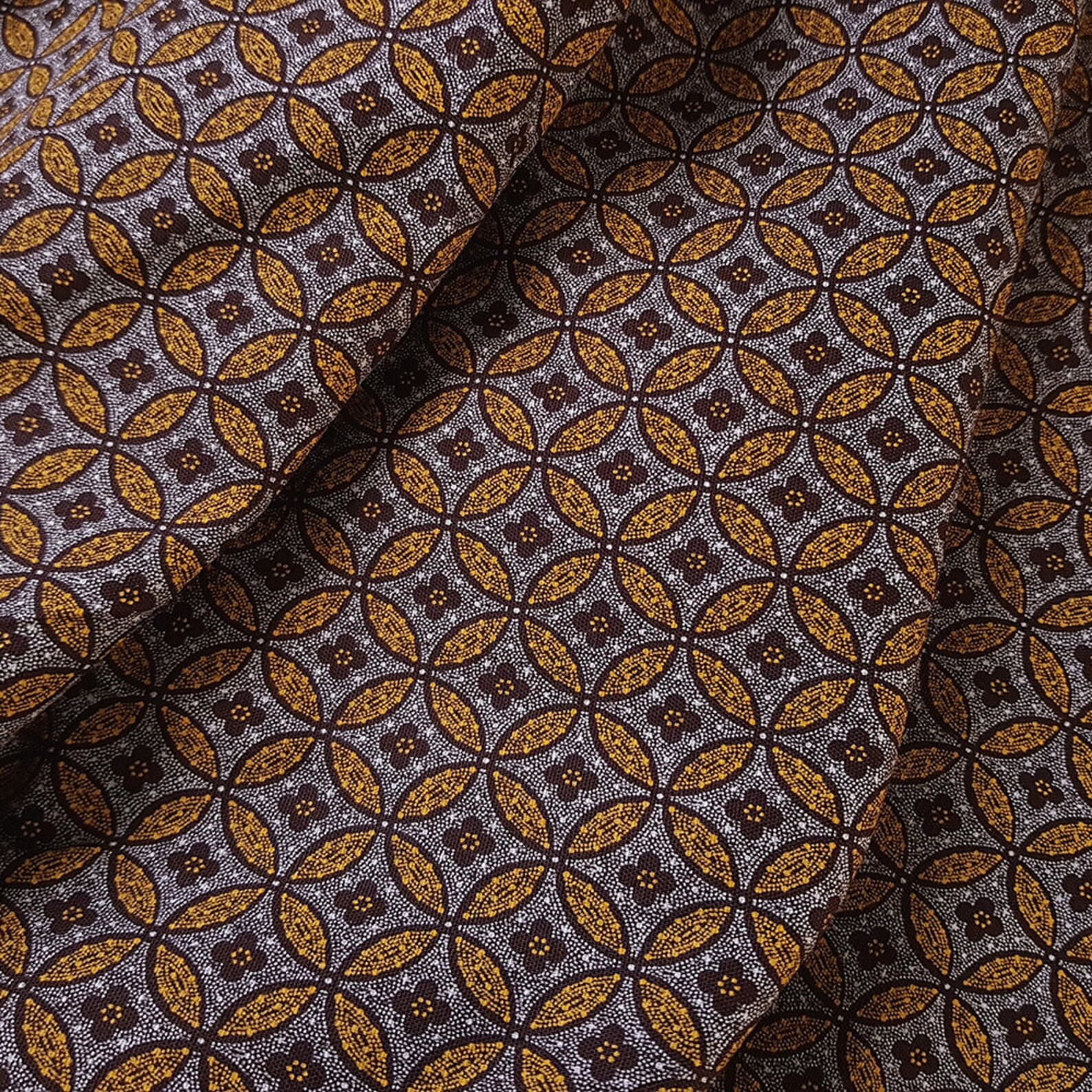 Brown and Gold Shweshwe Fabric Chocolate Brown Fabric South | Etsy