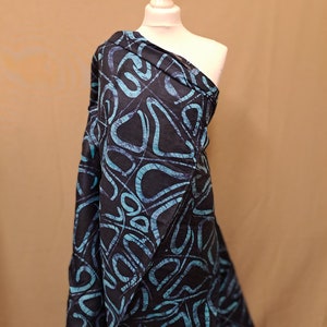 African Fabric, Black and Turquoise Batik Fabric, Hand-dyed Tie Dye ...