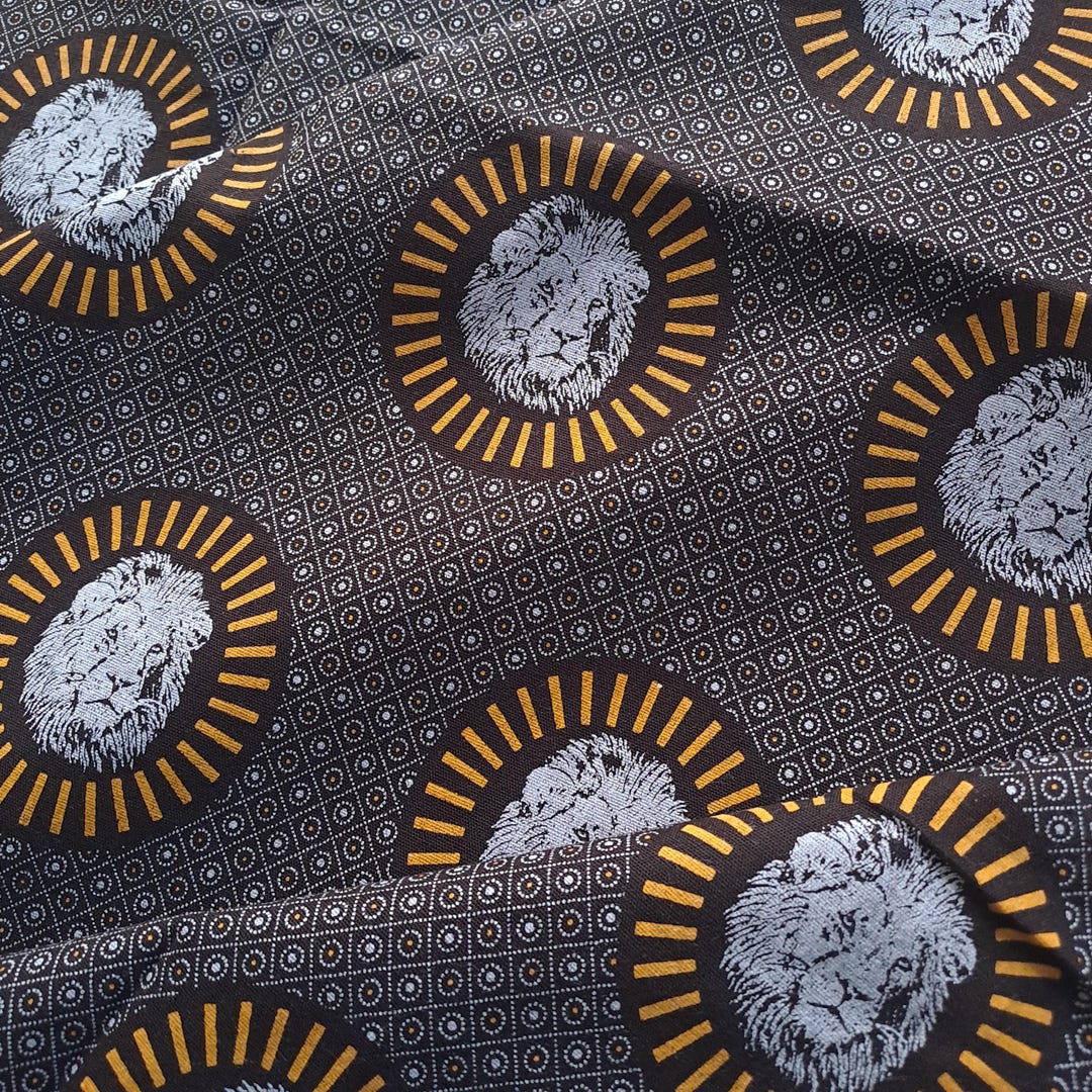 Lion Print Fabric, Brown Shweshwe, Brown Quilting Fabric, Brown and ...