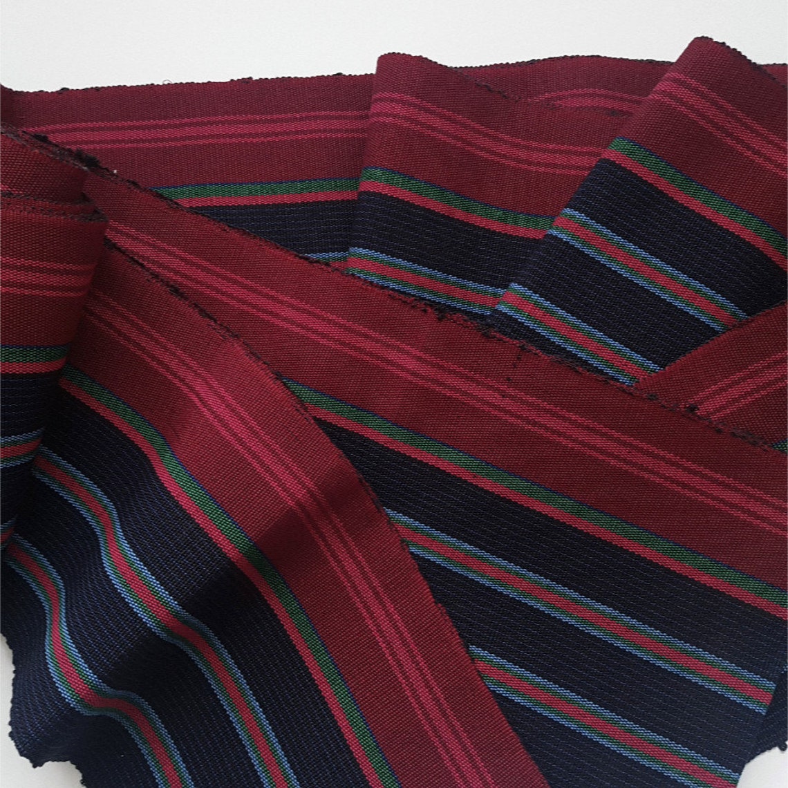 Blue and Red Aso Oke, Woven Strip Fabric, Yoruba Cloth, 16 Metre Bundle ...