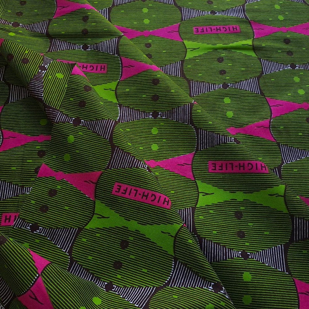 Green African Print Fabric by the Yard, 100% Cotton, Made in Ghana - Etsy