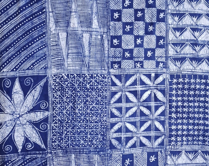 Blue African Fabric, African Fabric, Blue and White Batik, Hand-dyed ...