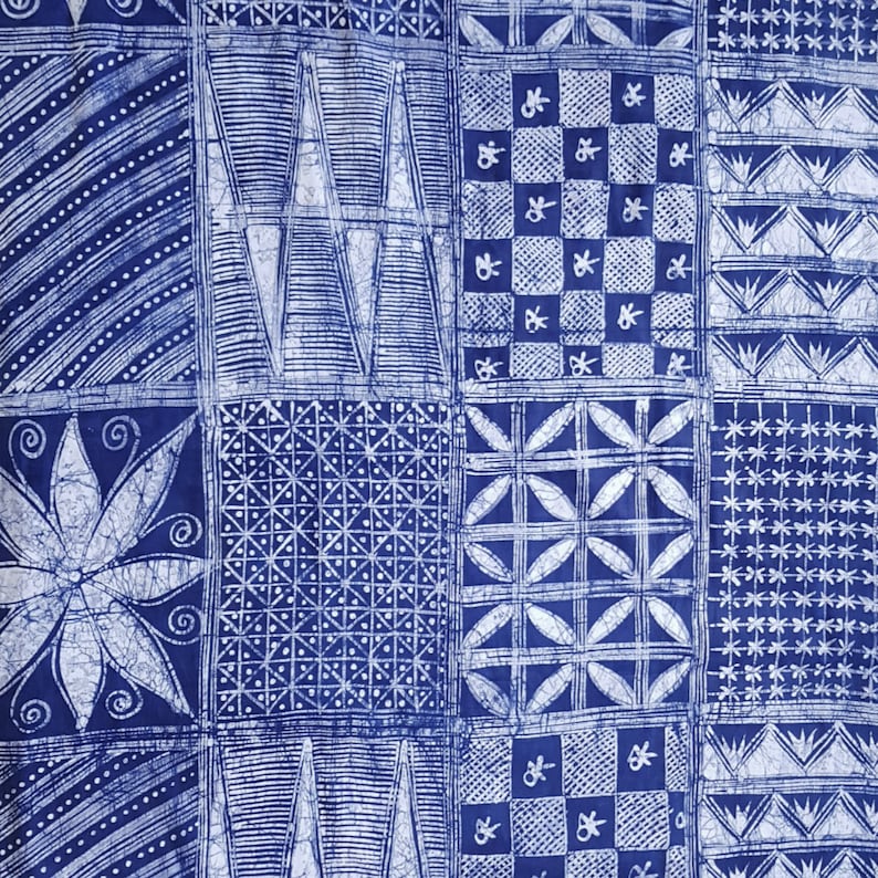 Blue African Fabric, African Fabric, Blue and White Batik, Hand-dyed ...