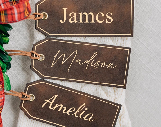 Stocking Tags Personalized Christmas Tag Leather Name Tag Leather ...