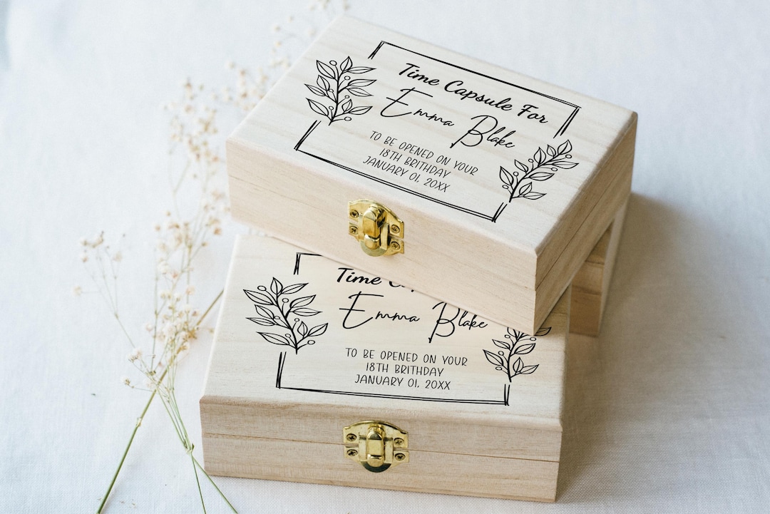 Personalized Wooden Time Capsule Box: Milestone Keepsake - Etsy
