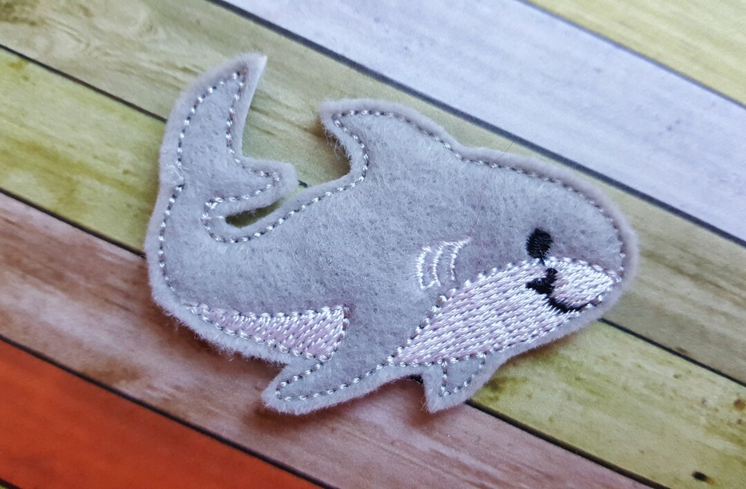 Shark Feltie (UNCUT FELTIE) Felt Embellishments, Felt Applique, Hair ...
