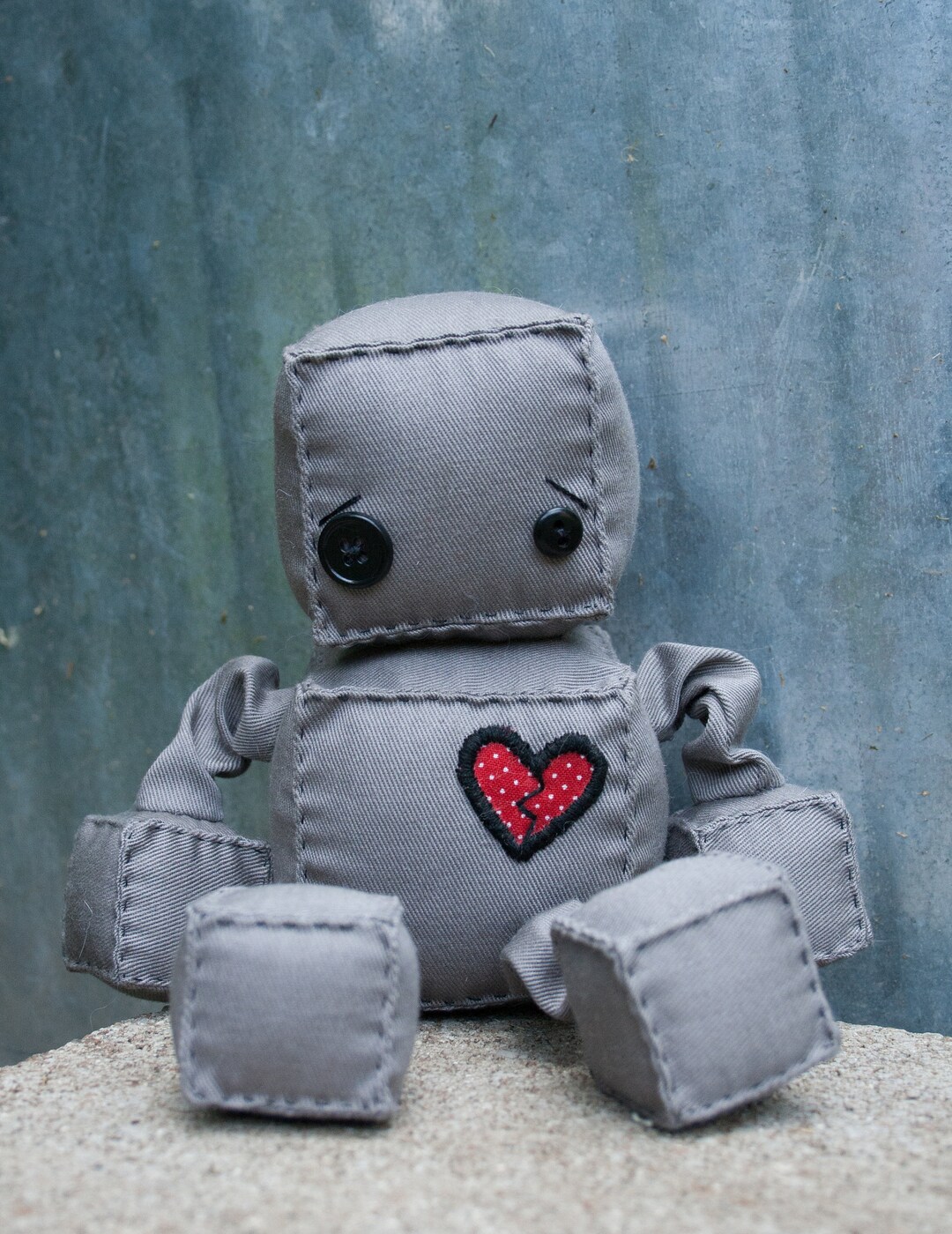 Handmade Broken Heart Plush Robot Doll - Etsy