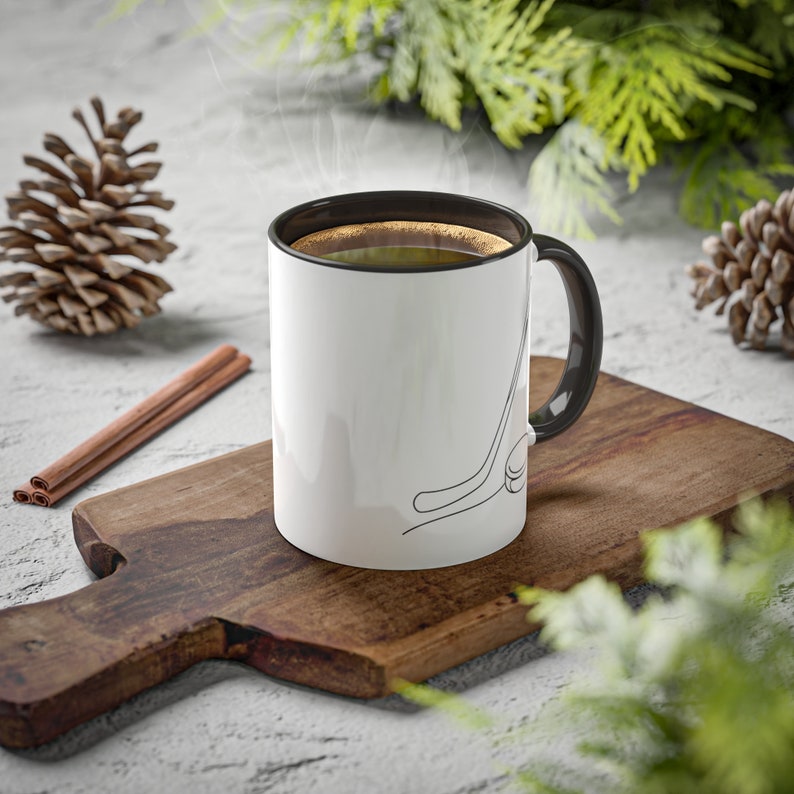 Hockey Stick & Puck Minimalist Line Art Mug, Minimalism Office ...