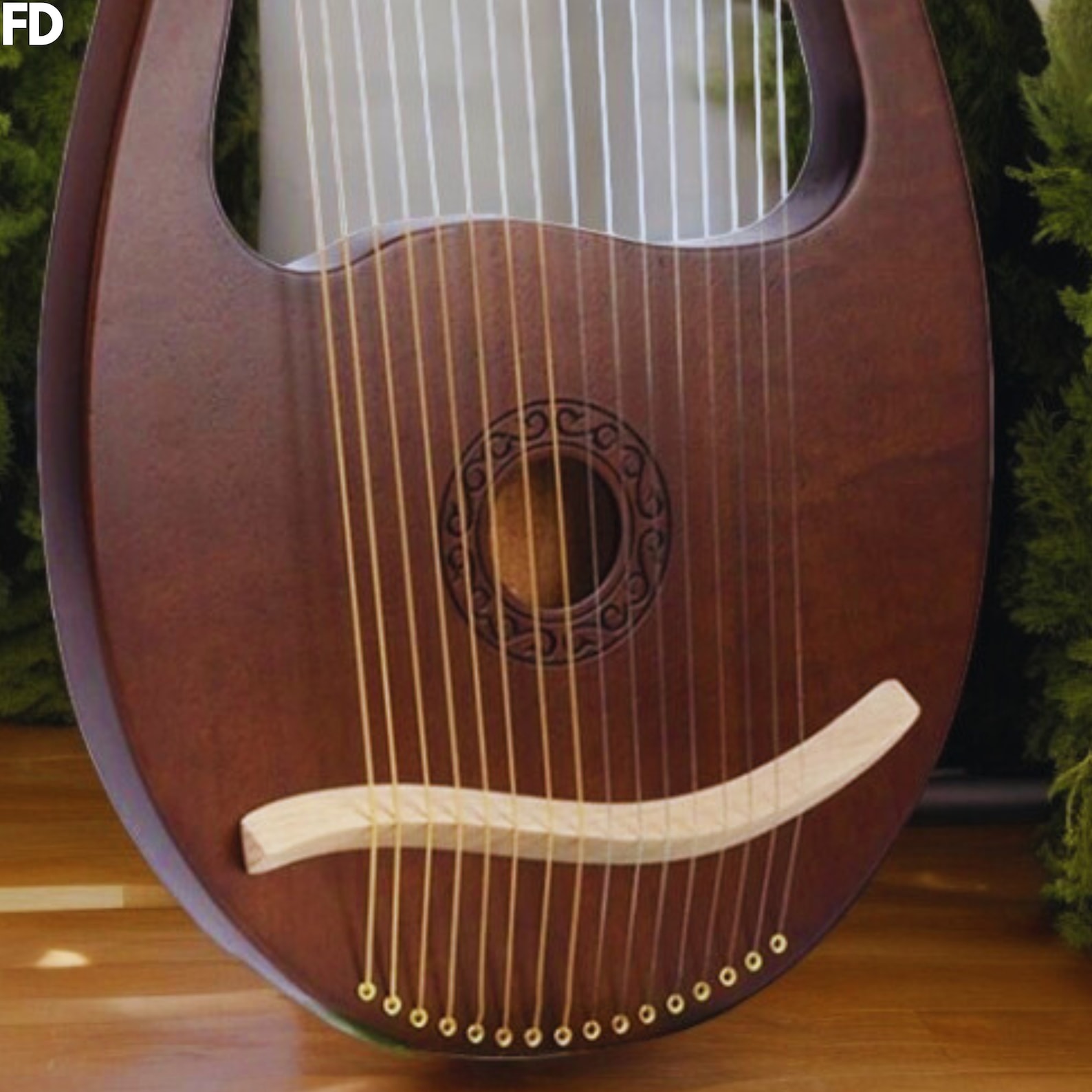 Lyre Harp - 16 String Mahogany Plucked Instrument Folk Irish Music ...