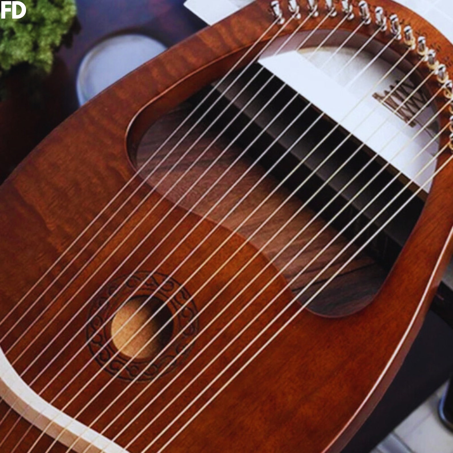 Lyre Harp - 16 String Mahogany Plucked Instrument Folk Irish Music ...