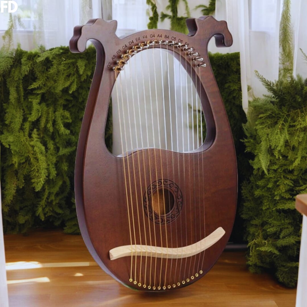 Musical Gift for Her - Lyre Harp 16 String Mahogany Instrument Folk ...