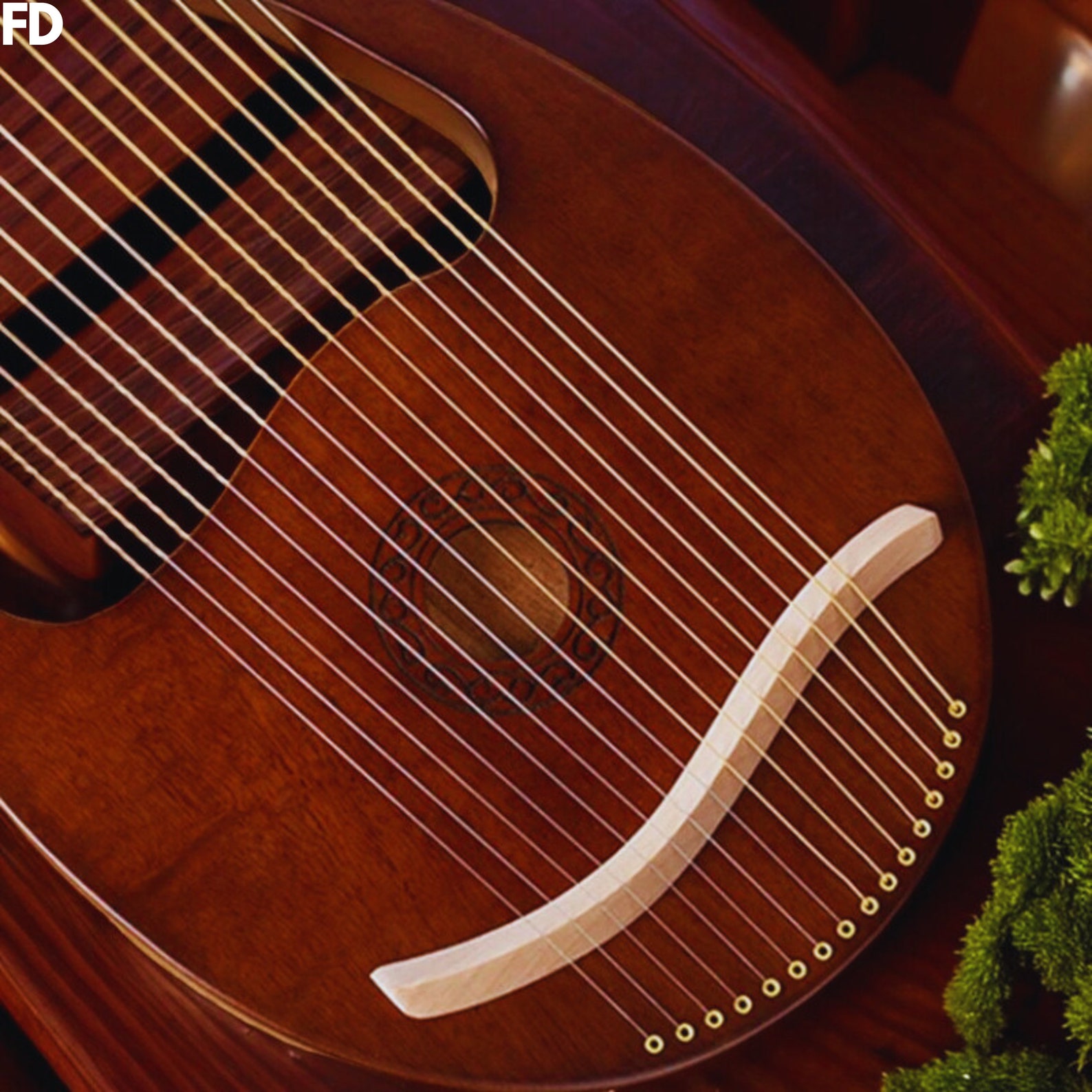 Lyre Harp - 16 String Mahogany Plucked Instrument Folk Irish Music ...