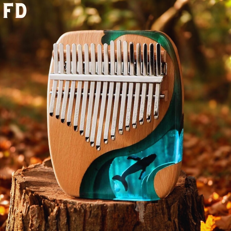 17 Keys Kalimba Blue - Mbira Deze Thumb Piano Finger Piano Wooden ...