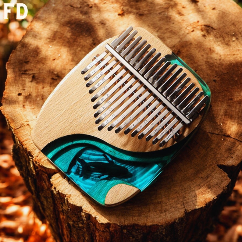 17 Keys Kalimba Blue Mbira Deze Thumb Piano Finger Piano Wooden Kalimba ...