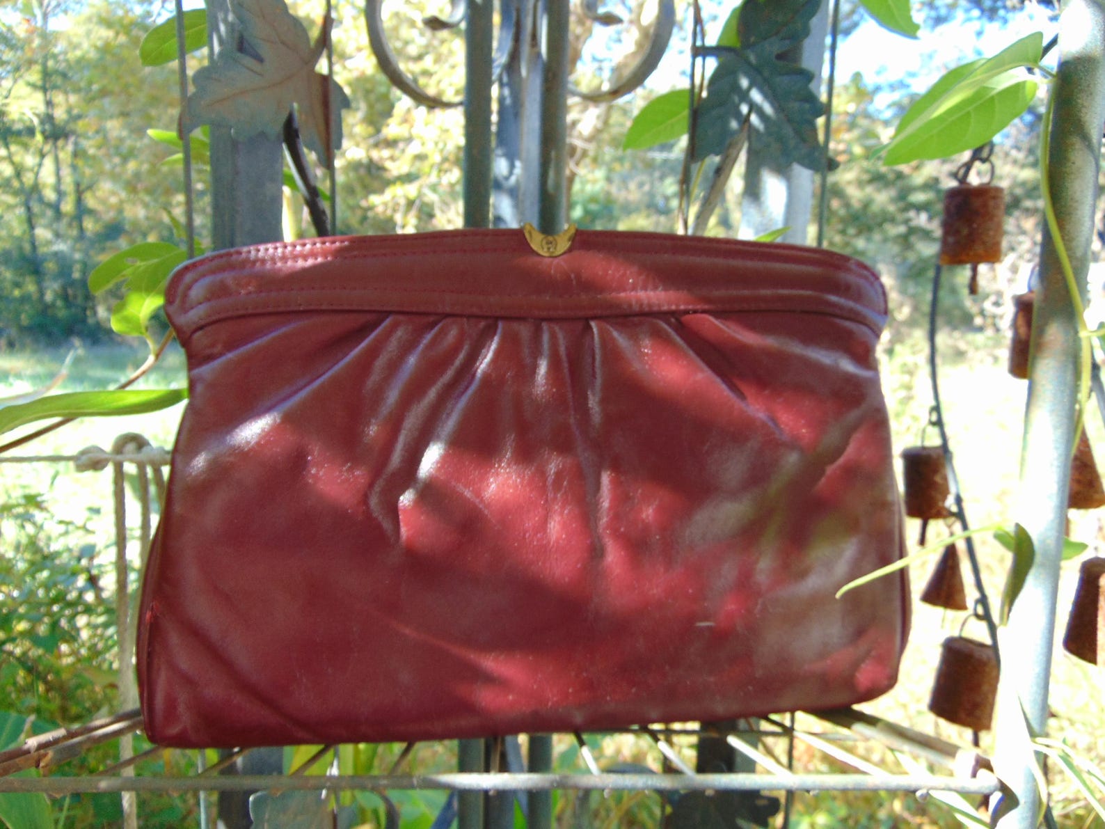 Vintage 1970's Classic Leather Oxblood Colored Etienne Aigner Clutch ...