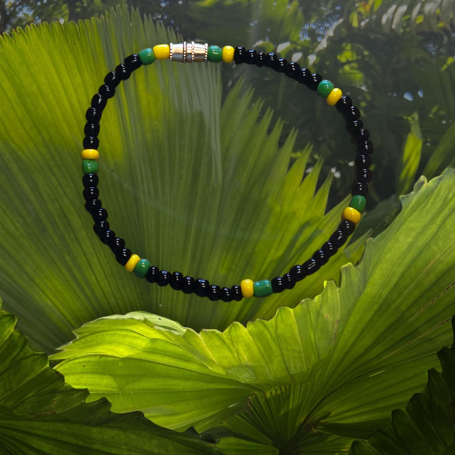 Black, Yellow, and Green Jamaican Flag Beaded Bracelet - Etsy