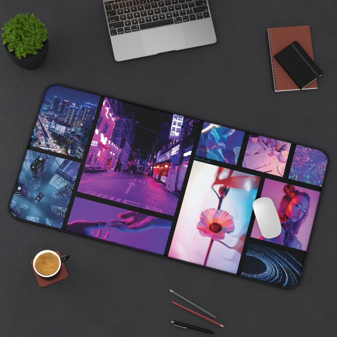 Cyber Punk Mood Board Desk Mat, Gamer Vision Board Desk Decor Gaming ...