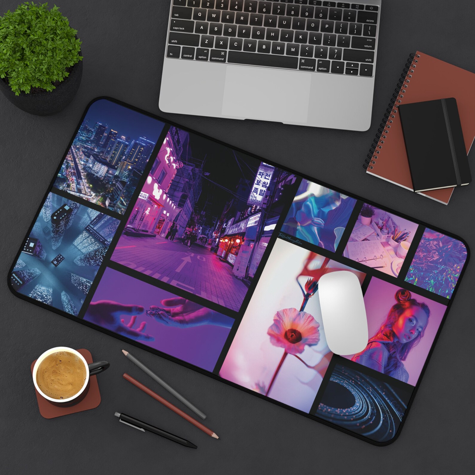 Cyber Punk Mood Board Desk Mat, Gamer Vision Board Desk Decor Gaming ...
