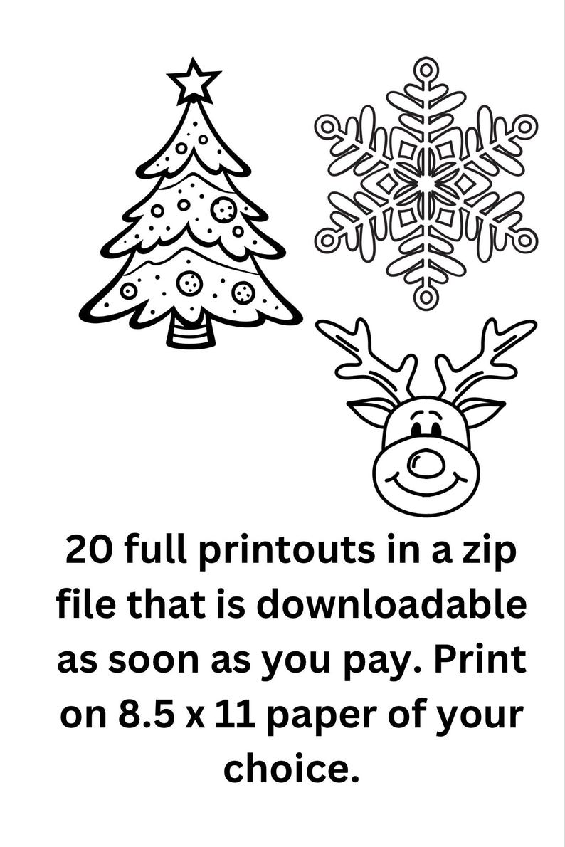 Printable Christmas Coloring Pages 20 Pages - Etsy