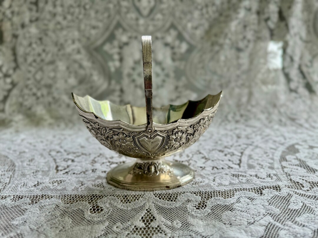 Vintage Japanese Repousse Silverplate Basket - Etsy