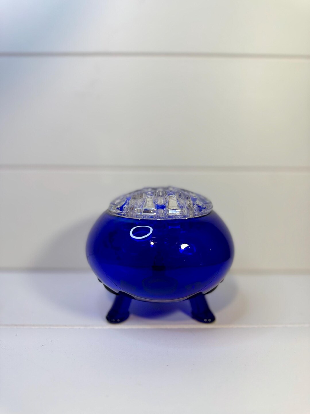 Viking Glass Cobalt Blue Flower Frog - Etsy