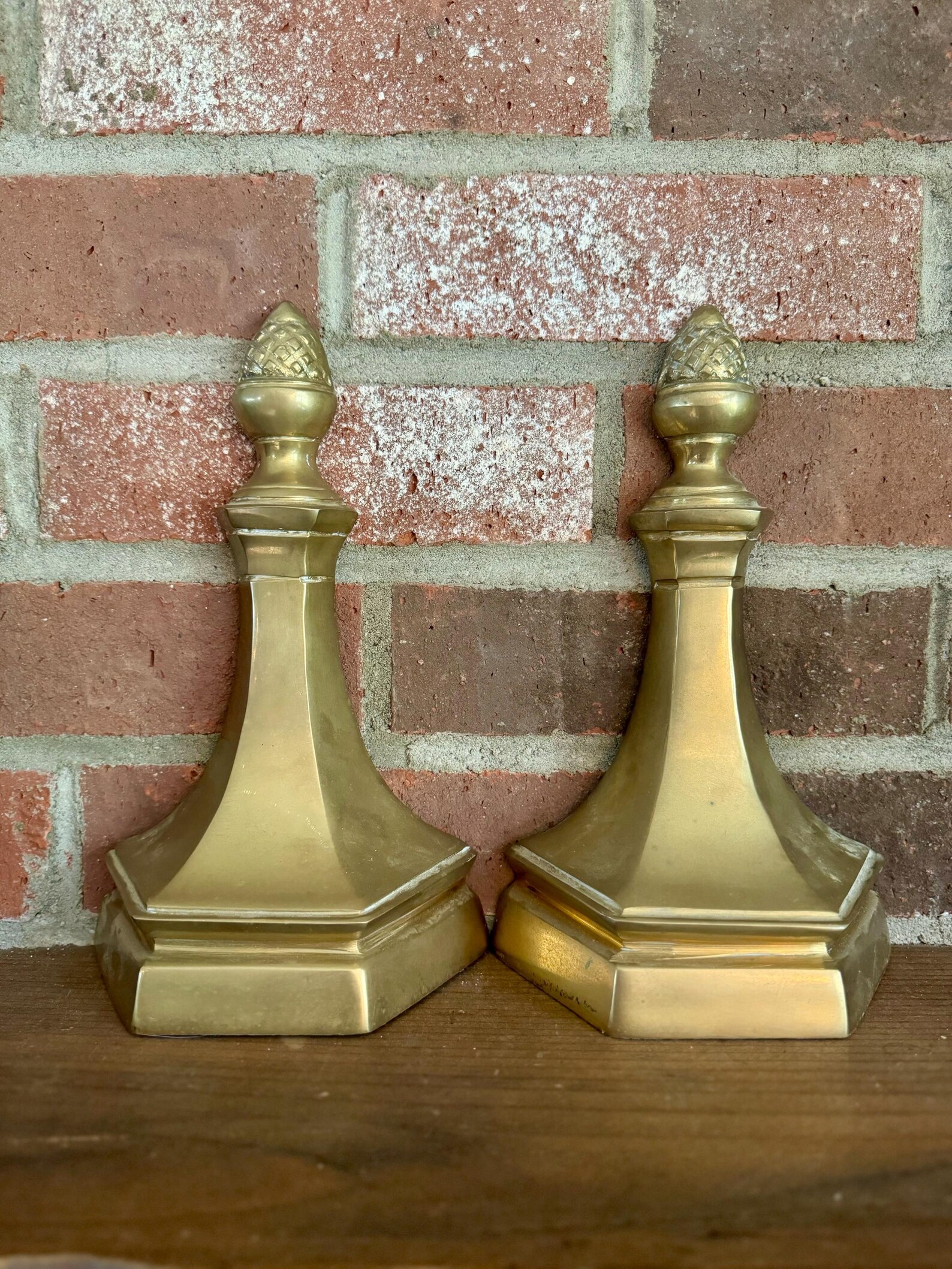 Vintage Brass Bookends Acorn Finial Pinecone - Etsy