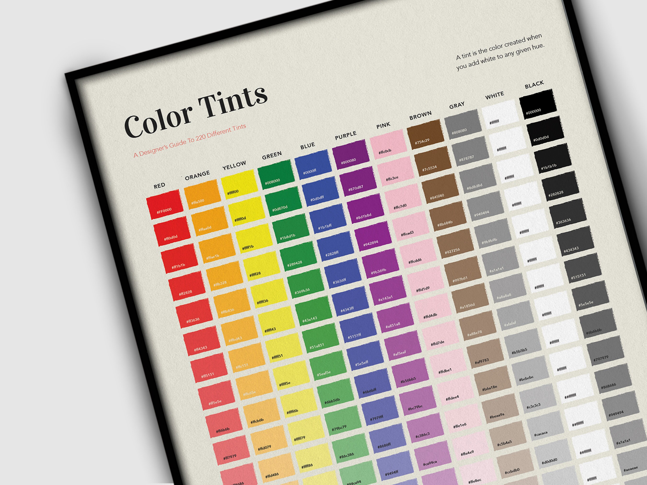 Color Tints Poster Educational Poster for Designers Color Theory Design ...