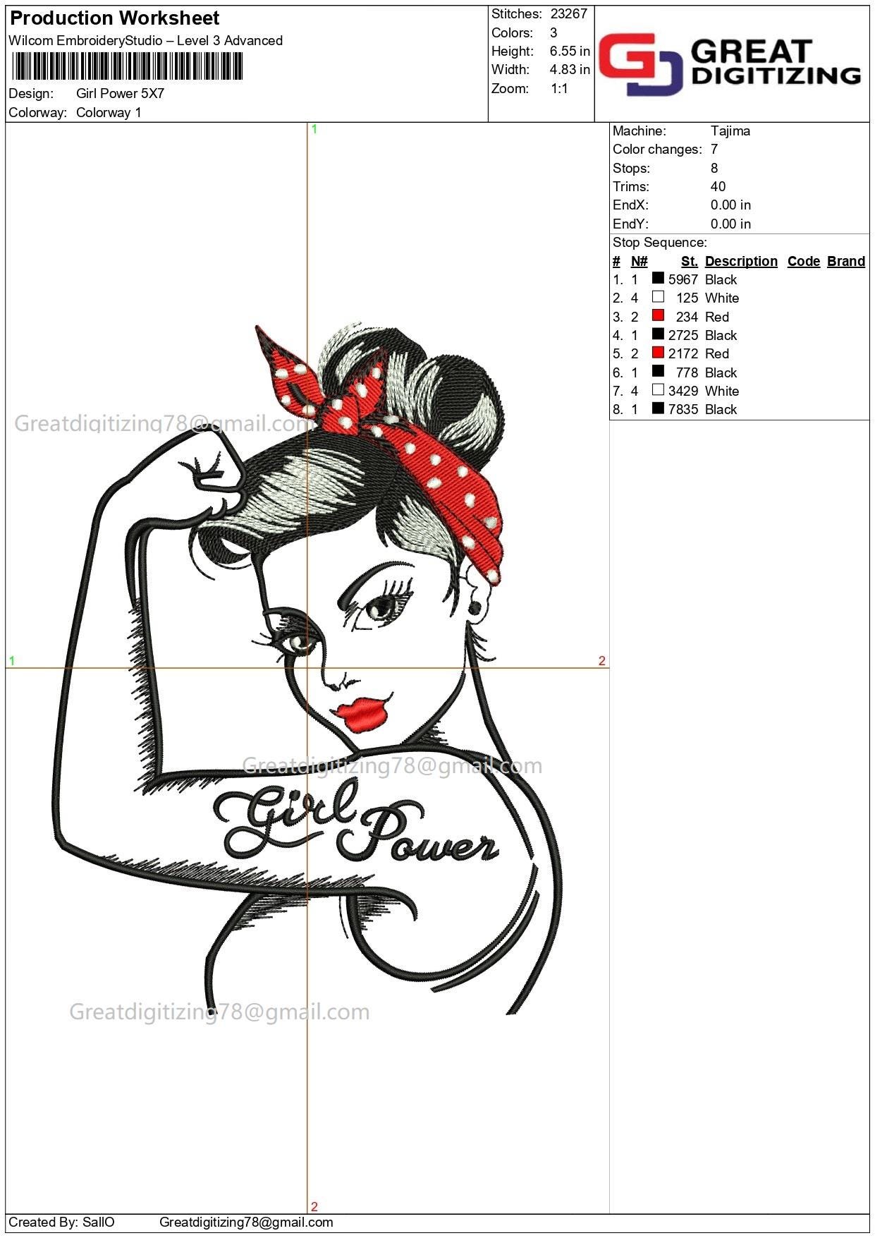 Girl Power Embroidery Design' Unbreakable Girl Embroidery Design' Girl ...