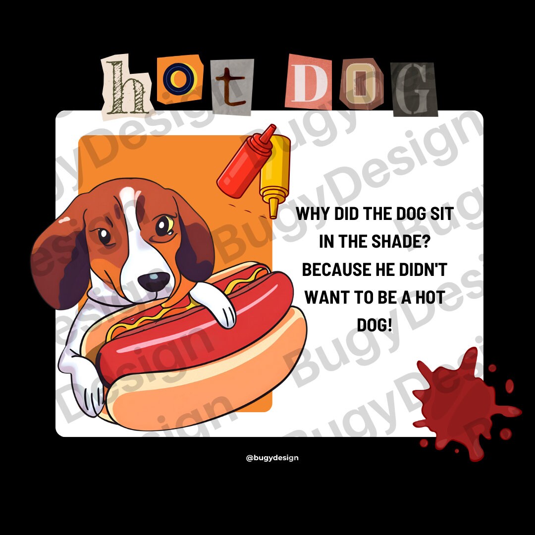 HOT DOG Jokes of Dog Digital Art Print, Wall Art, Al Generated, Al Art ...