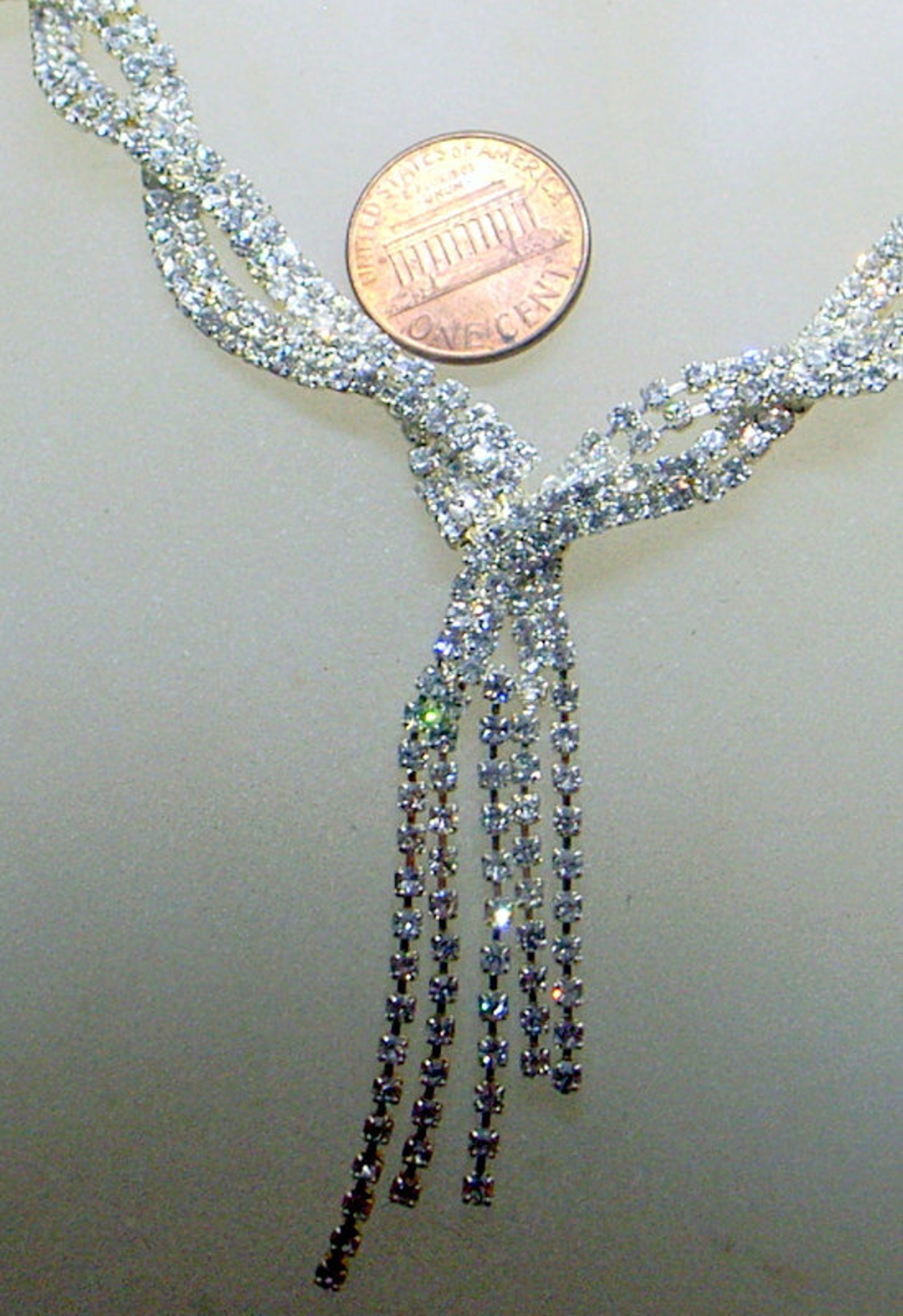 Vintage Rhinestone Set Rhinestone Dangle Earrings Necklace - Etsy