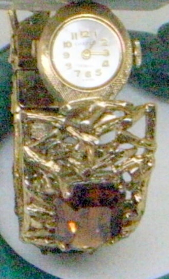 Vintage Brutalist Bracelet WATCH - Fabulous - Set Wit… - Gem