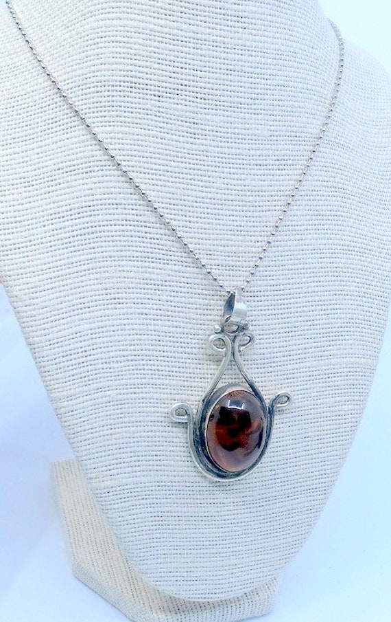 BIG Amber Set In Sterling Silver - Vintage - Unisex -… - Gem