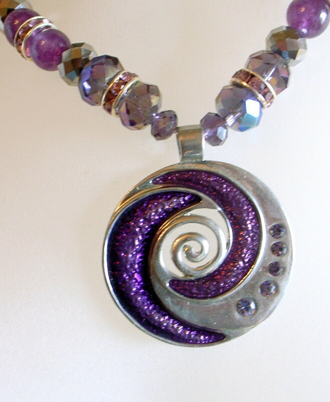 Purple Silver Swirl Necklace With Abstract Modernist Vintage Pendant ...