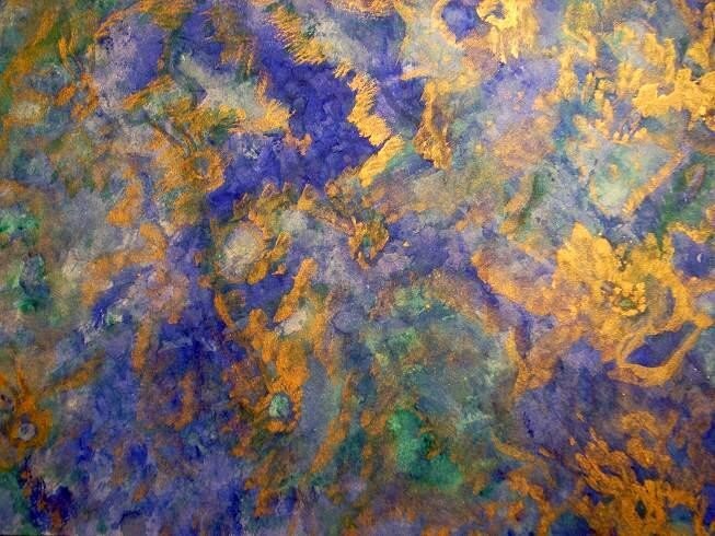 Ocean Watercolor Painting - Large Abstract Watercolor- 12x16 Metallic ...