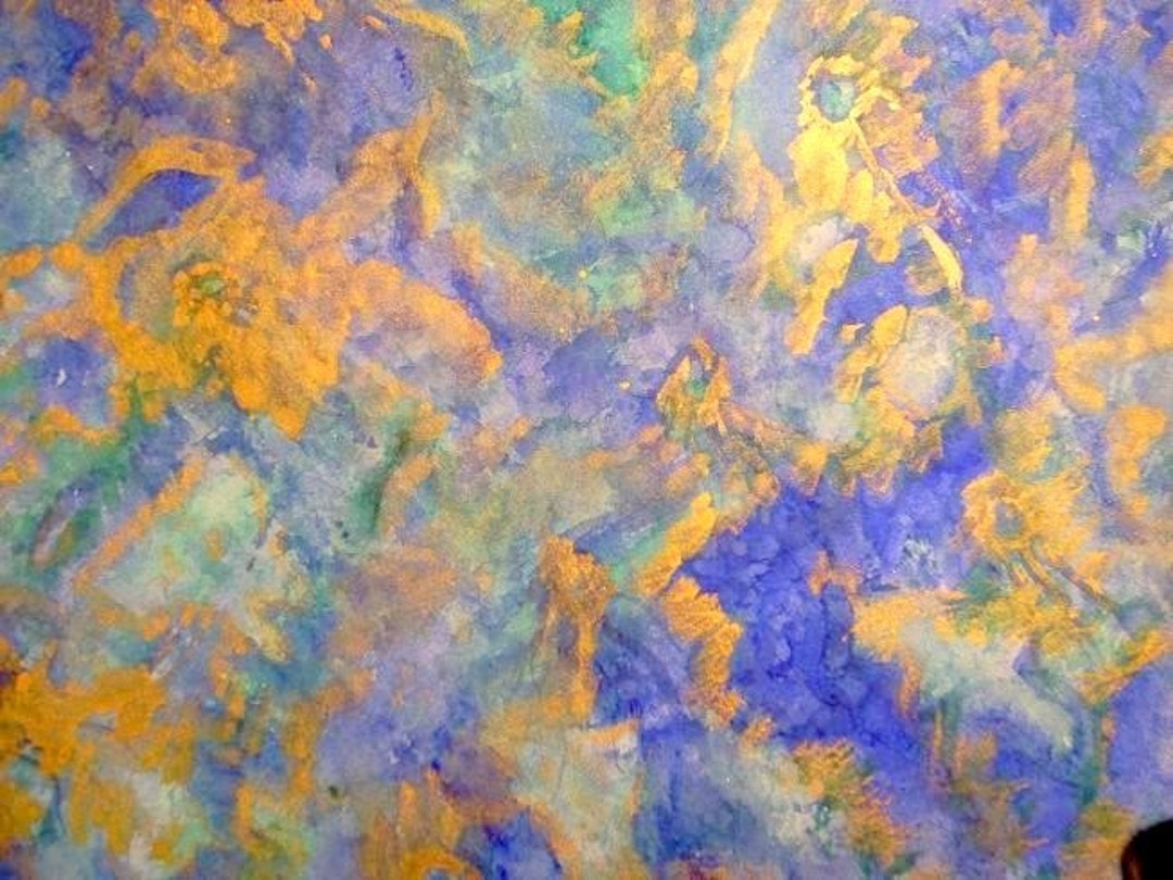 Ocean Watercolor Painting - Large Abstract Watercolor- 12x16 Metallic ...