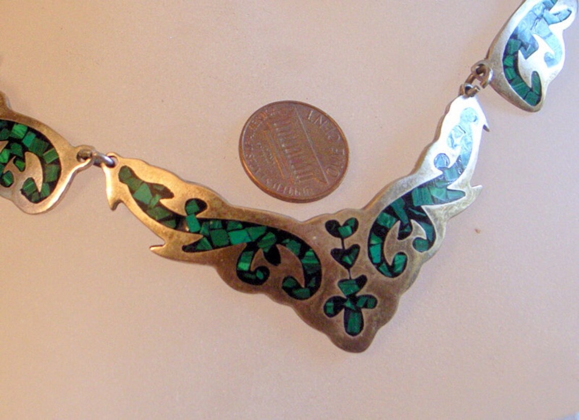 Vintage Taxco Necklace Taxco Mexico Sterling Silver and Inlaid ...