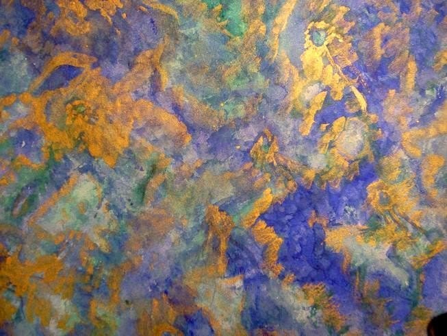 Ocean Watercolor Painting - Large Abstract Watercolor- 12x16 Metallic ...