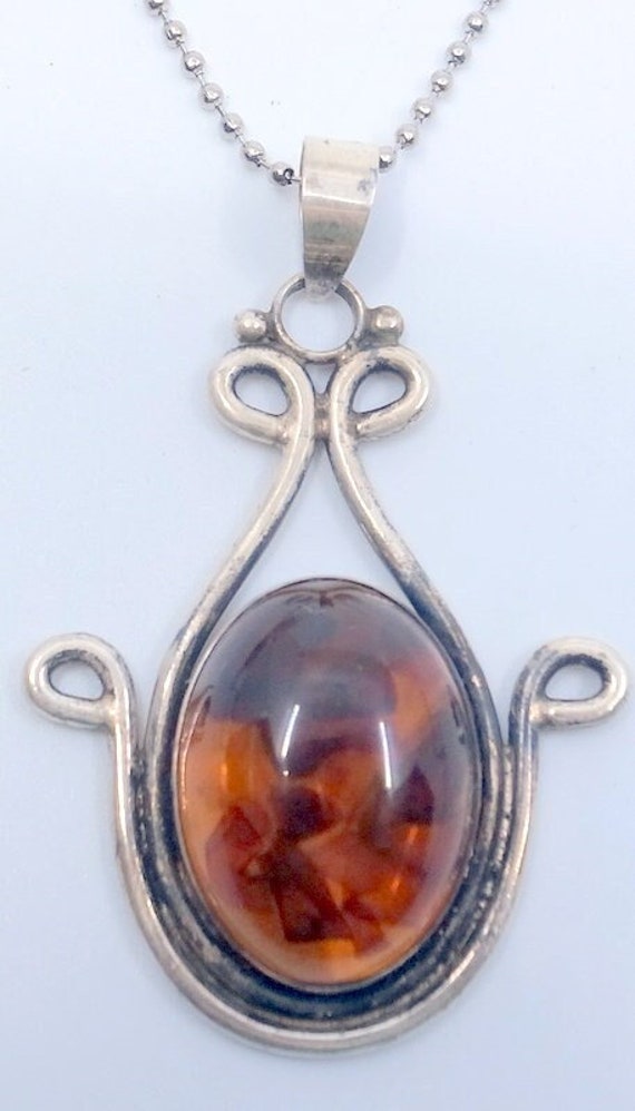 BIG Amber Set In Sterling Silver - Vintage - Unisex -… - Gem