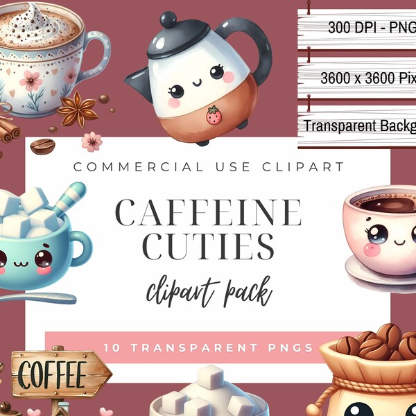 Caffeine Cuties Clip Art, Coffee, Coffee Shop, Coffee Lovers, Clipart ...