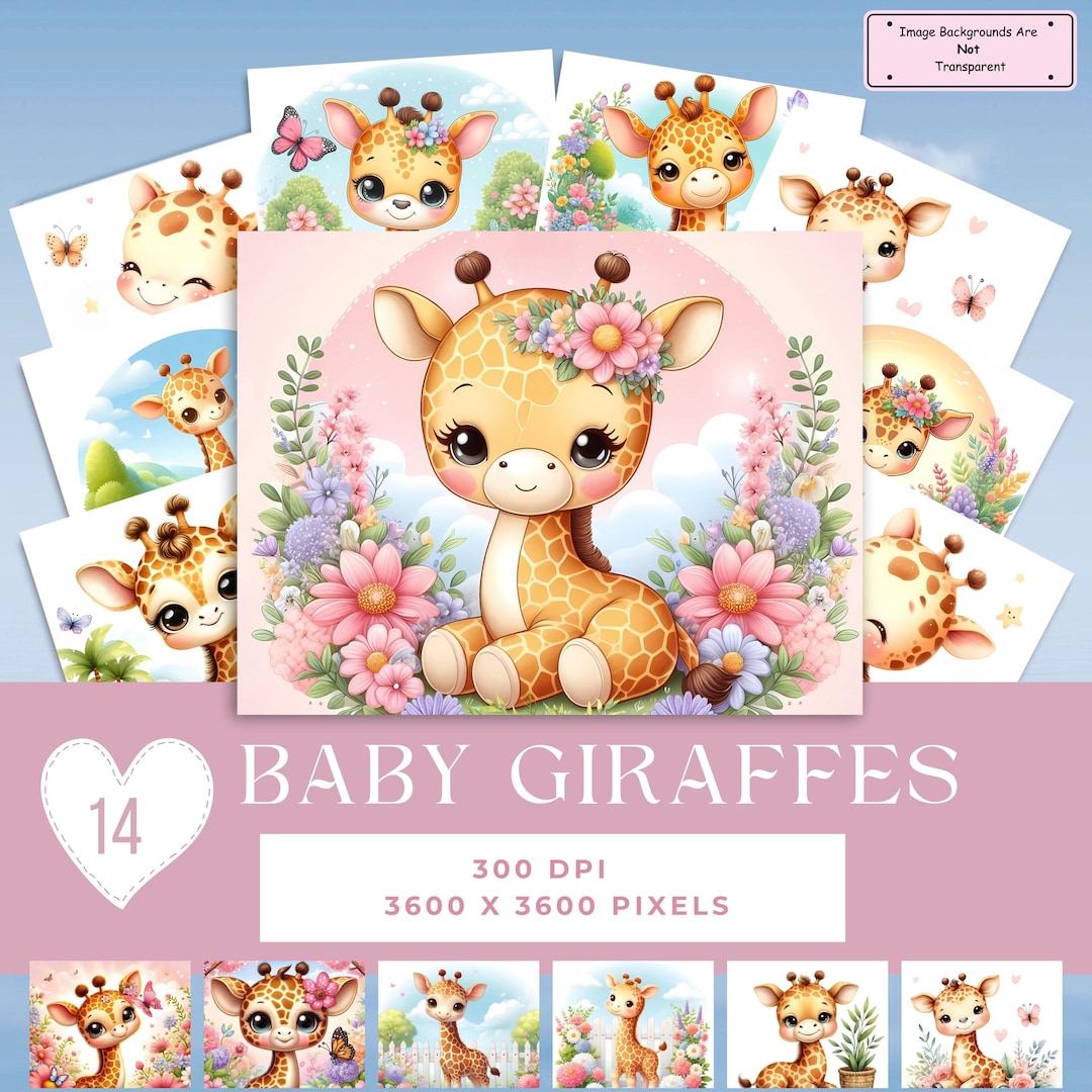 Baby Giraffes, Clipart for Commercial Use, JPG Files DIGITAL DOWNLOAD ...