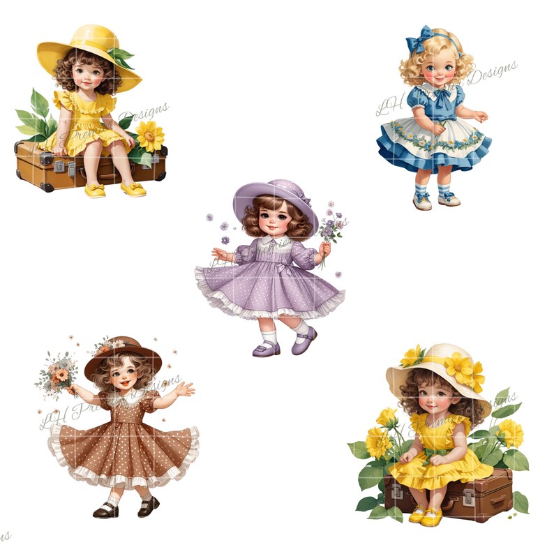 Happy Girls Clip Art, Cute Little Girls, Clipart for Commercial Use ...