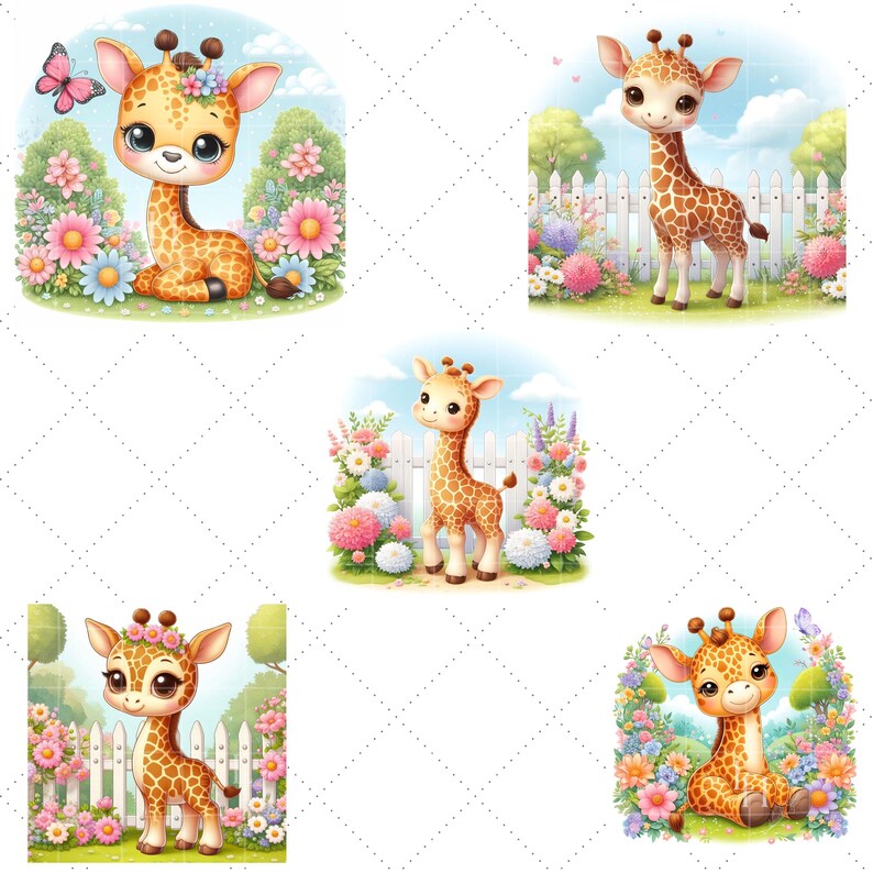 Baby Giraffes, Clipart for Commercial Use, JPG Files DIGITAL DOWNLOAD ...
