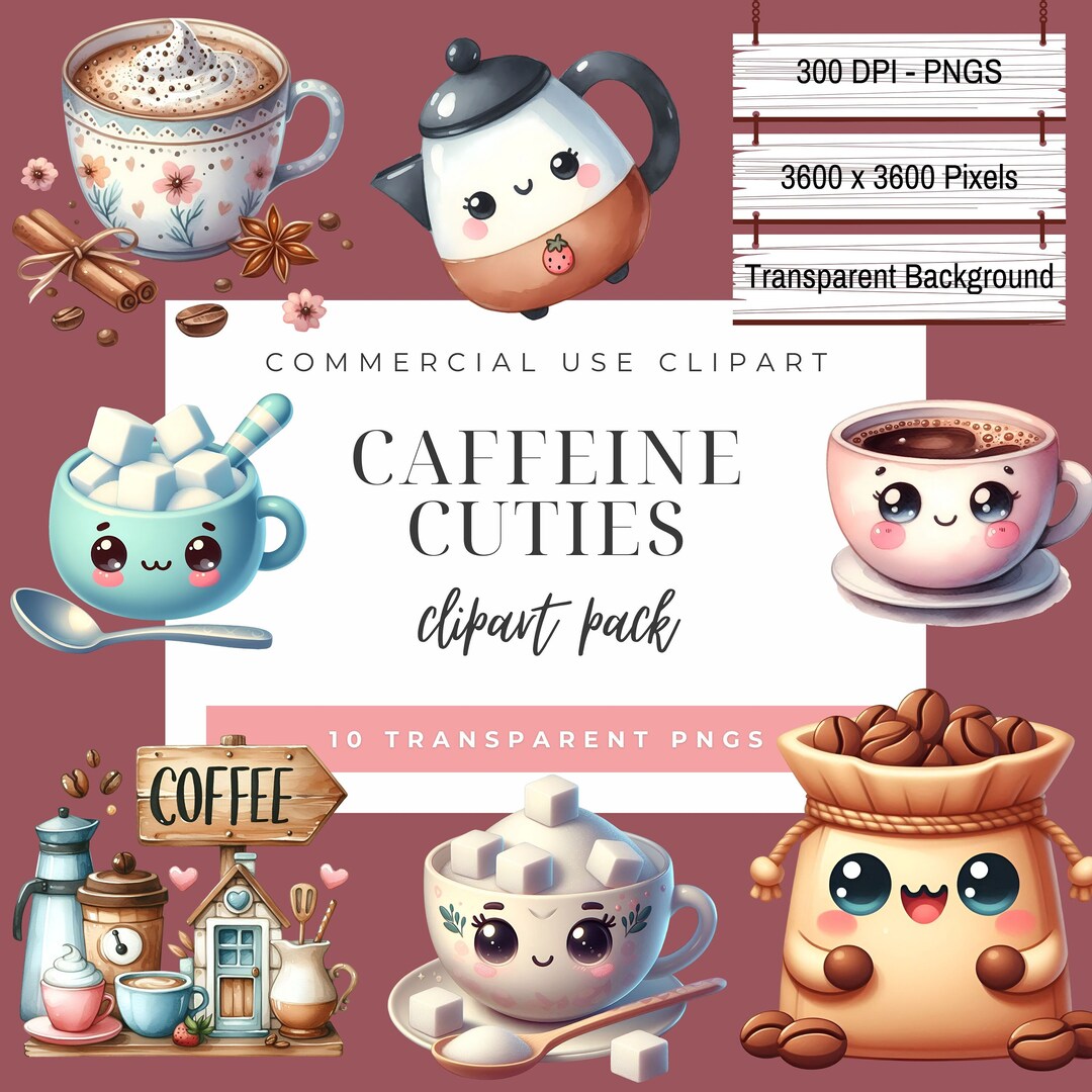 Caffeine Cuties Clip Art, Coffee, Coffee Shop, Coffee Lovers, Clipart ...