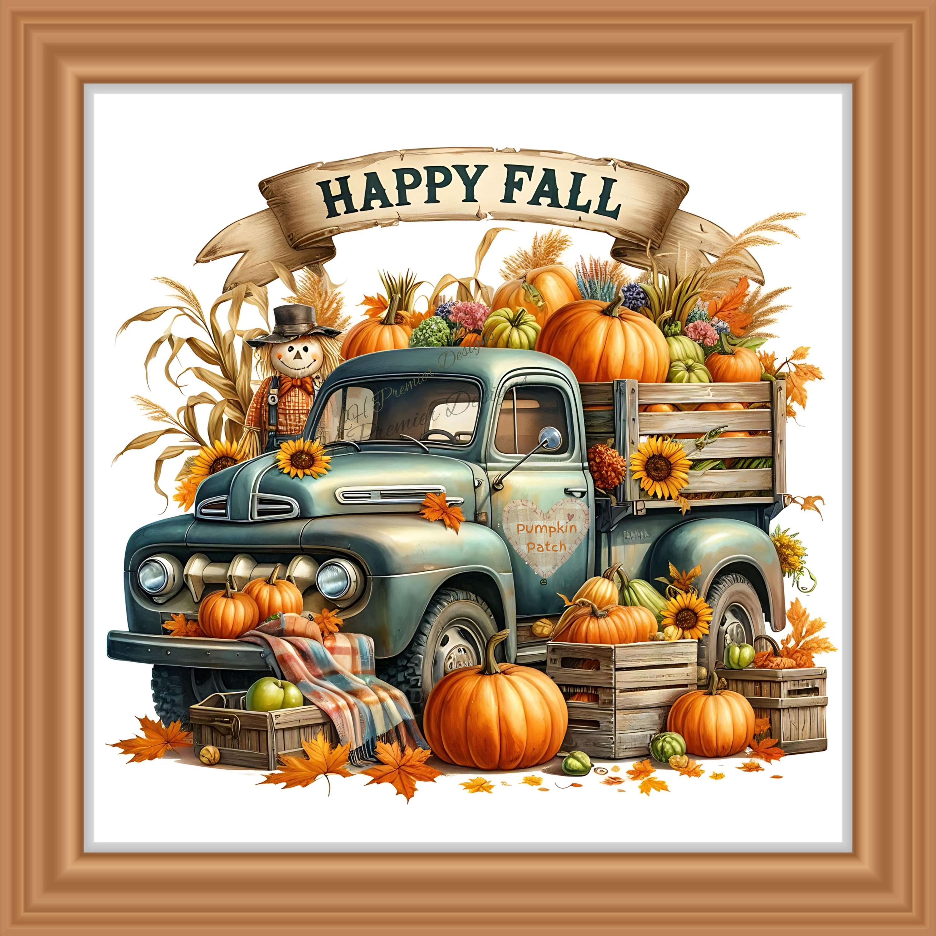 Fall Farm Truck Clip Art 12 High Res Watercolor Jpgs for Junk ...