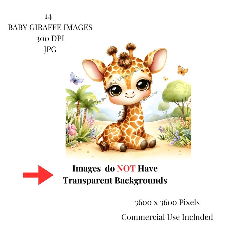 Baby Giraffes, Clipart for Commercial Use, JPG Files DIGITAL DOWNLOAD ...